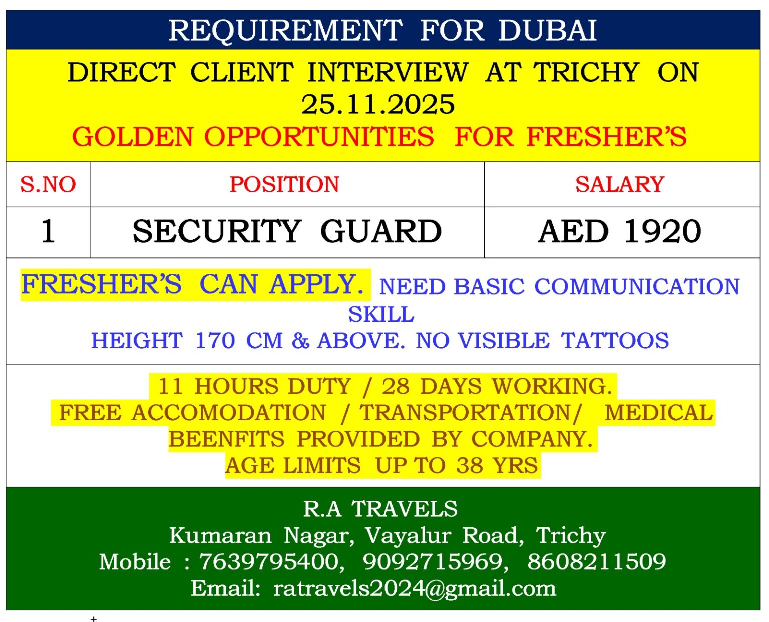 SECURITY GUARD FOR LEADING DUBAI COMPANY